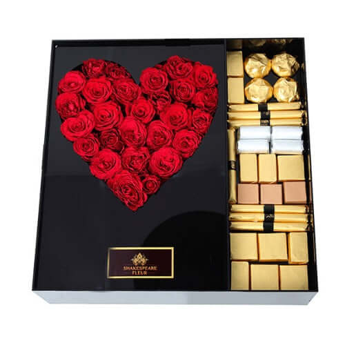 Box of Red Roses and Chocolates